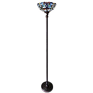 Radiance Goods Tiffany-Style Victorian Stained Glass Torchiere Floor Lamp 69" Height