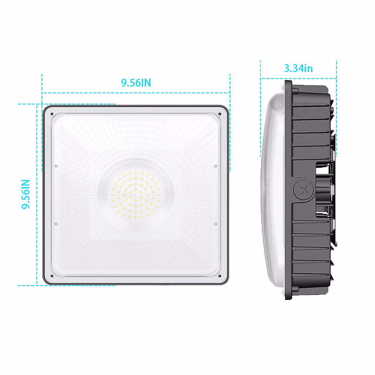 Deojoy LED Canopy Light Fixture,45W 5850lm HID/HPS Replacement, 9.5" x 9.5", 5700K, AC100-277V, IP65 Waterproof,Canopy Lights Outdoor for Gas Station,Warehouse, Shop (45W-2Pack)