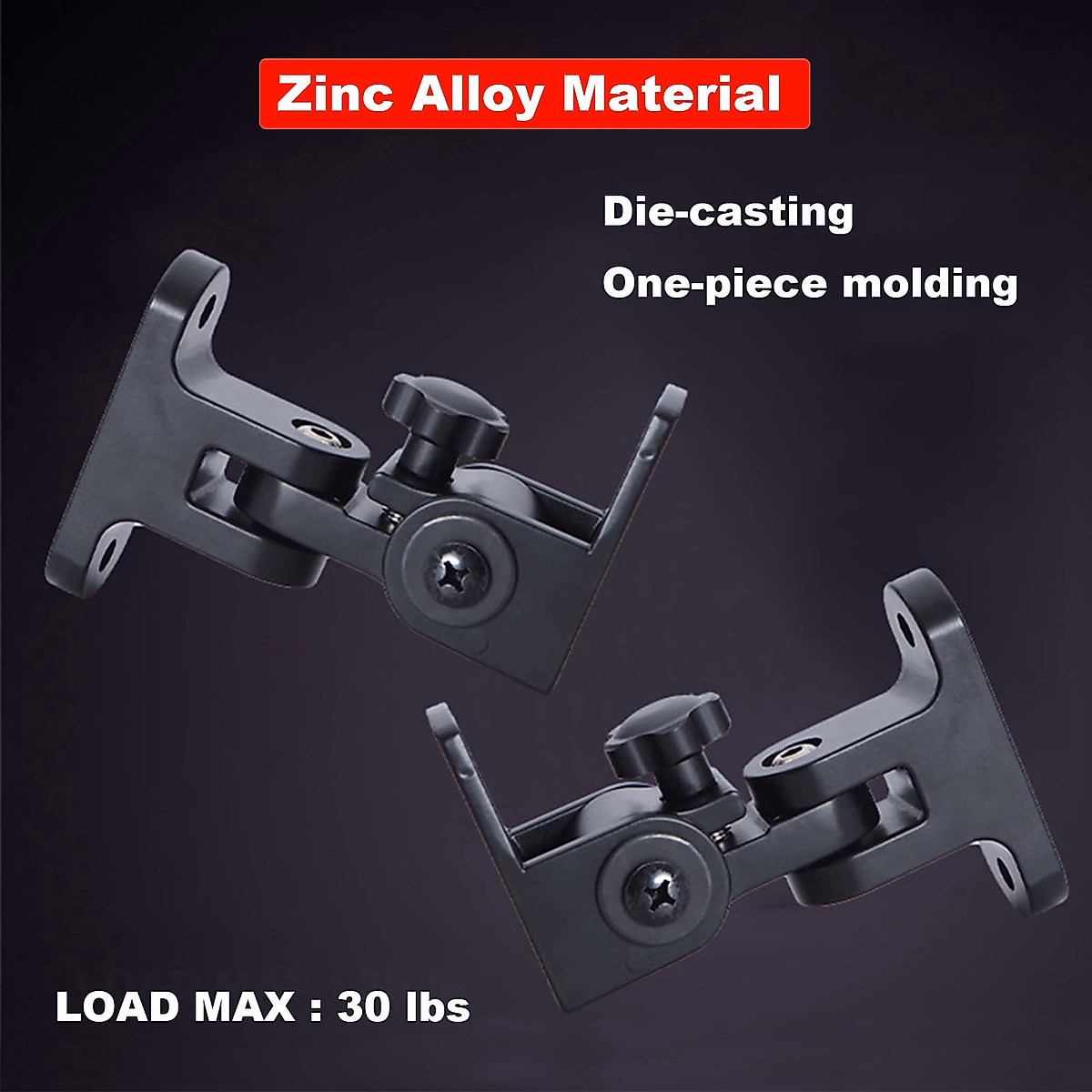 BS-218pro Universal Speaker Wall Mount for Small Speakers ,Vertical 120°, Horizontal 180°Adjustment,Hold up to 30lbs,Compatible with Bose, JBL, KEF, Klipsch, Sony & Others(2 Packs Black)