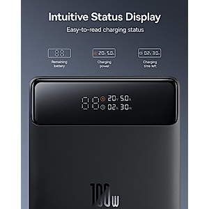 Baseus Power Bank, 20000mAh 100W PD Fast Charging Portable Charger with Digital Display, Blade HD (High Density Version) Laptop Battery Bank for ROG Ally, Steam Deck, MacBook, iPad, iPhone, Samsung