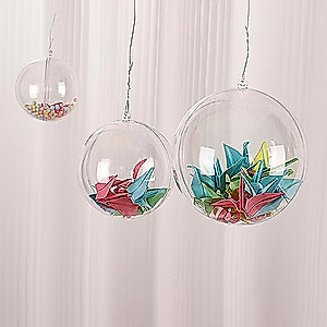 Jishi Clear Plastic Ornaments 10-Pack Christmas Ornament Fillable Balls for DIY Crafts, Christmas Tree Decor, Wedding Party, Xmas Holiday Home Decorations, Large Open Decorative Hanging Ornaments 80mm