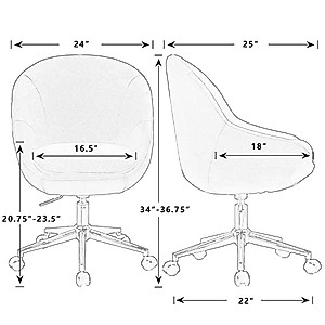 ANOUR Velvet Home Office Desk Chair,Modern Task Chair with Upholstered Backrest,360° Swivel Adjustable Armchair for Office,Home,Living Room,Bedroom Yellow
