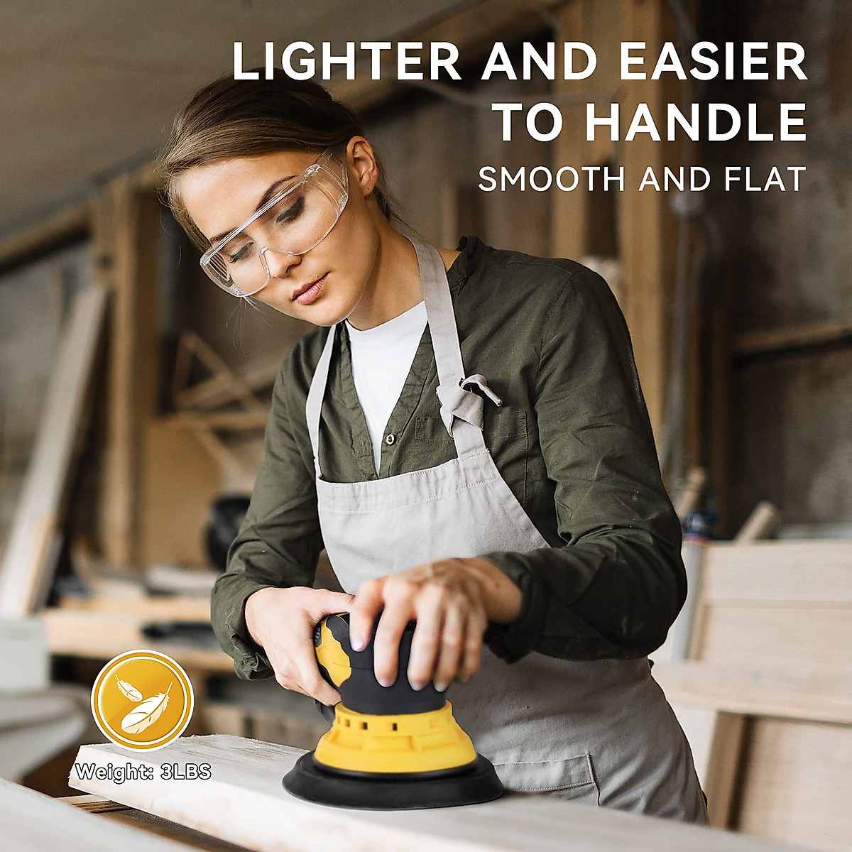 PHENDO Electric Random Orbital Sander Brushless 350W 3A Multi-function Variable Speed Corded Orbital Sanders Machine For Woodworking, Car, Drywall Sanding, Polishing…