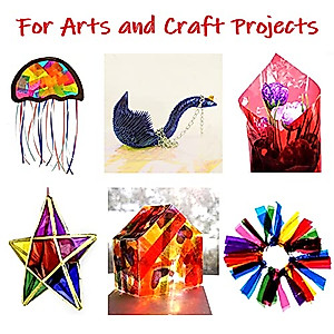 Cinvo 160 Pcs Cellophane Sheets Multi-Colored See Through Colorful Sheets with Twist Ties Cello Wraps for DIY Arts and Crafts, Treats Candy Wrapping Party Supplies (7.5 x 7.5 Inch)