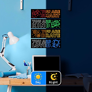 Game Wall Decals Glow in The Dark, Gamer Sticker Inspirational Wall Decor for Boys Room, Kids Bedroom Playroom Nursery Decoration