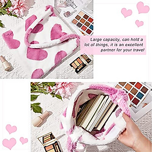 Fluffy Shoulder Bag Plush Bags Women Ladies Tote Bag Fluffy White Furry Purse Handbag for Autumn and Winter (Pink)