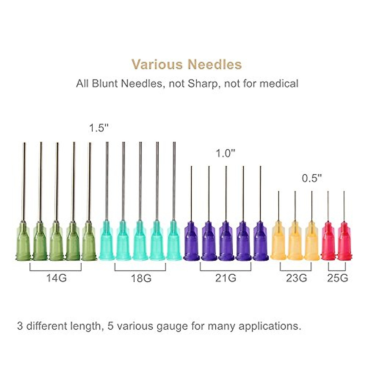 BSTEAN Syringe Blunt Tip Needles Caps Refilling and Measuring Liquids, Adhesives, Oil or Glue Applicator (1ml, 3ml, 5ml, 10ml, 20ml)