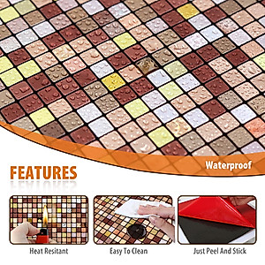 HomeyMosaic 10-Sheet Peel and Stick Backsplash Tile Stick on Kitchen Bathroom Fireplace Plaid Glass in Gradient Copper