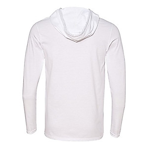 Anvil 987AN Ringspun Long-Sleeve Hooded T-Shirt - White/Dark Grey -S