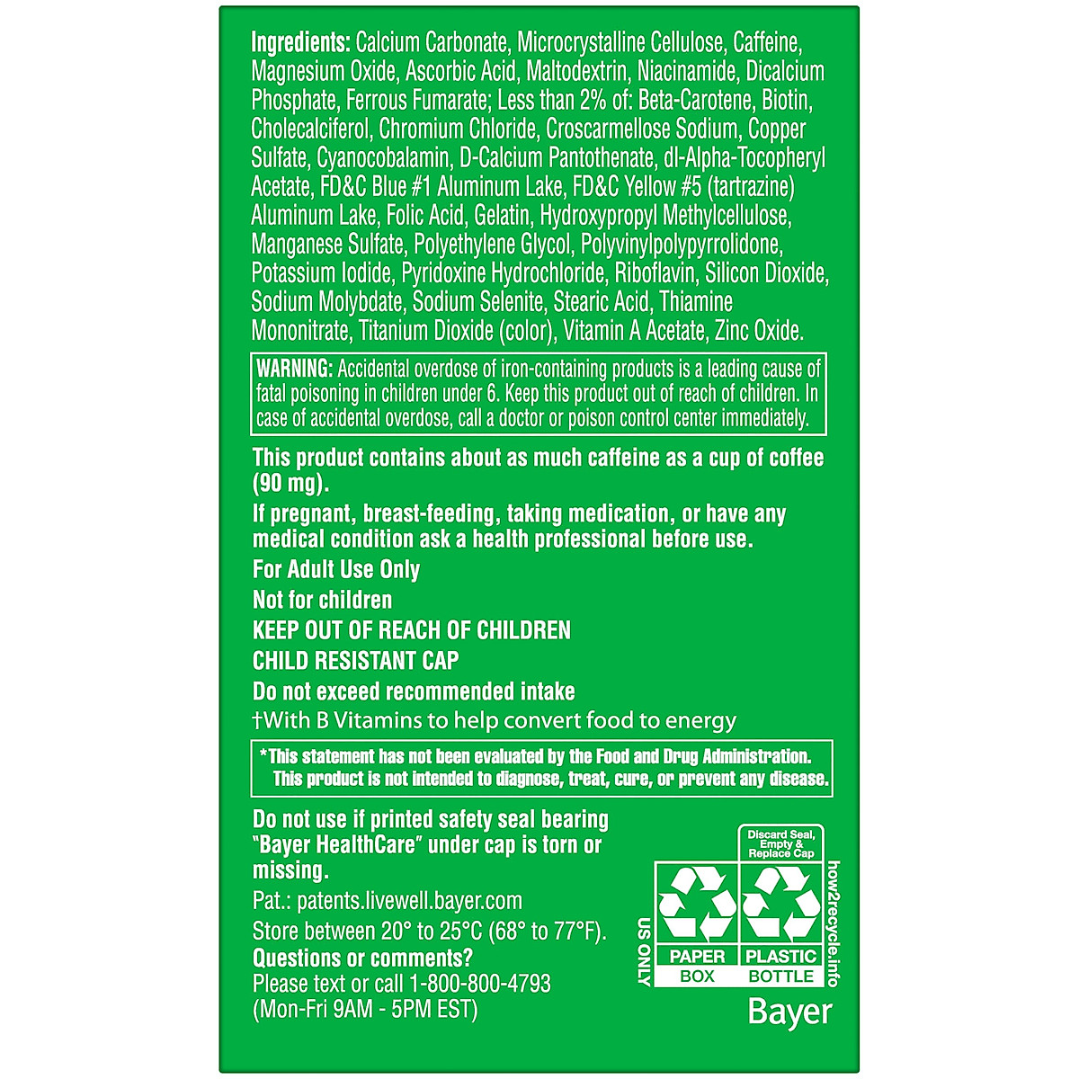 One A Day Energy Multivitamin with Vitamin A, C, D, E, Zinc for Immune Health*, Caffeine, Biotin, B6, B12 & More, 50 Tablets