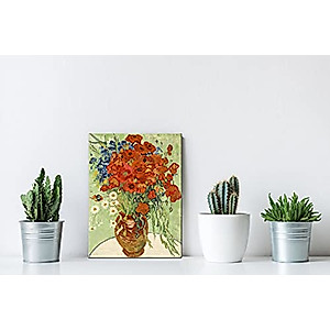 Wieco Art Abstract HD Red Poppies and Daisies Canvas Prints Wall Art of Van Gogh Famous Floral Oil Paintings Reproduction Classic Flowers Pictures Artwork on for Home Office Decorations Wall Decor