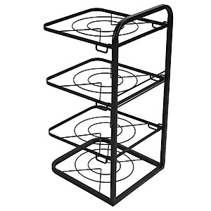STARNOONTEK Under Sink Organizers and Storage, Kitchen 4 Tiers Adjustable Pots Organizer Space Saving Pan Rack for Under Sink Cabinet Countertopm,Black