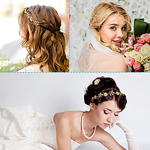 MTLEE 6 Pcs Gold Head Chain Jewelry Boho Bridal Headpiece Turquoise Tassel Headbands Boho Hair Accessories for Women Girls