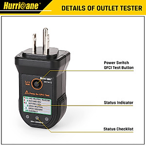HURRICANE Non-Contact Voltage Tester and Receptacle Tester Kit, Electrical Socket Voltage Tester/12-1000V AC Voltage Detector Pen, and GFCI Outlet Tester/Receptacle Tester for Standard 3-Wire 120V