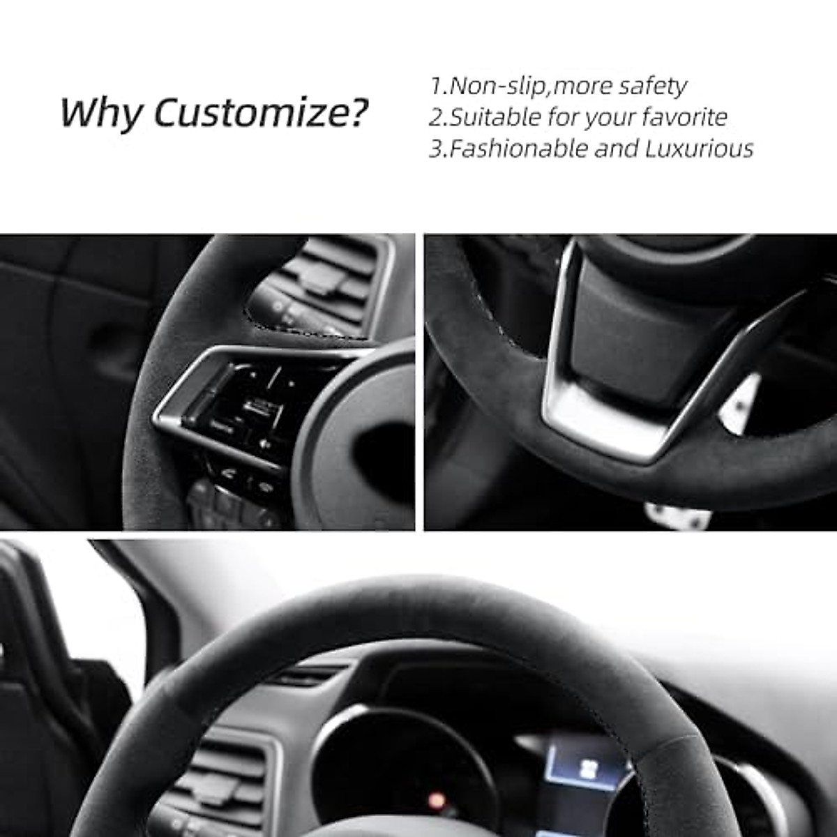 Alfanxi Hand Stitch Sewing Italy Alcantara Car Steering Wheel Cover Wrap for Subaru Ascent/Crosstrek/Forester/Impreza/Legacy/Outback/WRX (No Stripes)