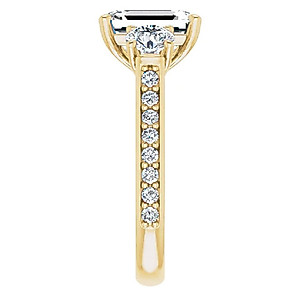 3 CT Emerald Cut Colorless Moissanite Engagement Ring Set Wedding Bridal Ring Set Solitaire Anniversary Rings Promise Gifts (14K Solid Yellow Gold)