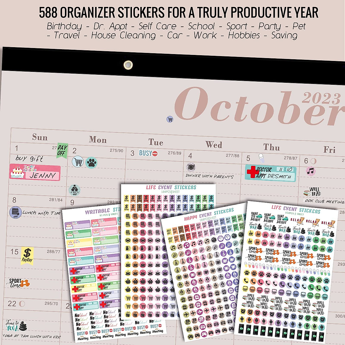 Pastel Minimalist desk calendar 2023 large 22x17-12 Monthly Desktop/Wall Calendar, January 2023 - December 2023, Big Blocks to Write for Planning and Organizing Your Home or Office B