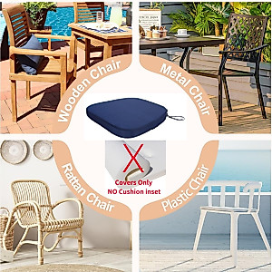 Outdoor Removable Replaceable Waterproof Seat Cushion Covers 17x16x2 Set of 4 for Patio Dining Chairs or Furniture,Non-slip rounded corners on the bottom,3 years anti-fading (Foam Not Included)