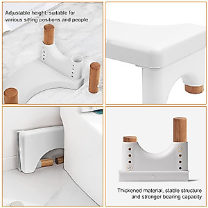 Squatting Toilet Stool, Adjustive 6 Inch to 8 Inch Potty Bathroom Poop Stool for Adults and Children, Reinforced Non-Slip Wooden Stool Foot, Wood Color