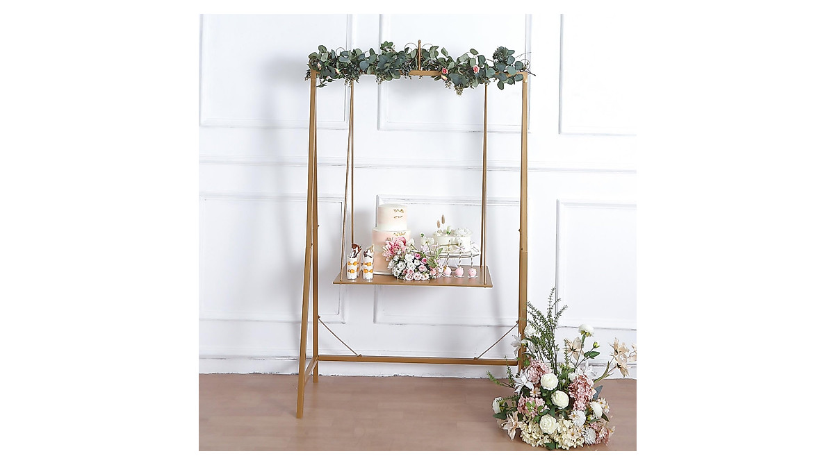 Elegant 6ft Gold Hanging Dessert Display Stand