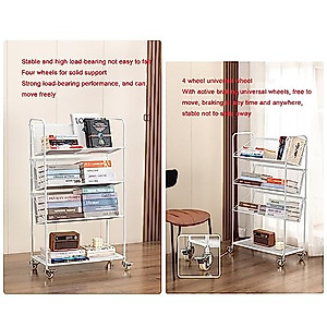 TAUODUYY Aluminum Alloy Bookshelf, Removable Multi-Layer Shelves, Large Capacity Baby Picture Book Shelf, Bedroom White Hollow Magazine/Book Storage Rack (Color : 2 Layers)