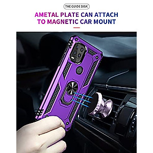 Androgate Compatible with Moto G Stylus 5G Case with HD Screen Protector, Military-Grade Ring Holder Stand Car Mount 16ft Drop Tested Protective Cover Phone Case for Motorola Moto G Stylus 5G, Purple