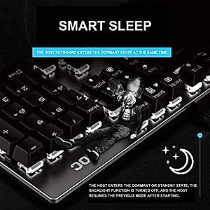 NBSXR -Manipulator keyboard with full keys without punching, metal panel, high-low key layout, 104-key dustproof USB interface, rainbow gaming keyboard,Green