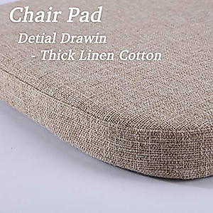 KGPLOME Chair Cushion with Ties for Dining Chairs - Memory Foam Non Slip Kitchen Chair Pad and Dining Seat Cushion with Machine Washable Cover [16.5 x 16.2 Inches] - Dark Beige