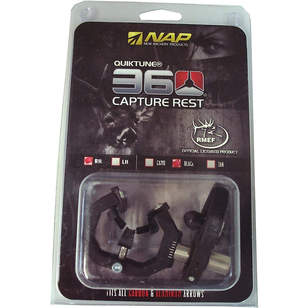 New Archery Products Quiktune 360 Full Capture Brushes Right Hand Arrow Rest for Bow Hunting, Black