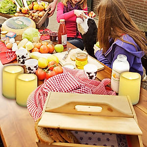 YINCHI Outdoor Waterproof Flameless Candle with Timer - Flickering White Plastic Battery Operated LED Lantern Light Bright Resin Electric Pillar for Outside Patio Garden Party Wedding Deco 3”(D)x6”(H)