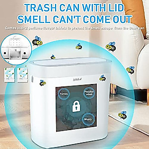 UHdod Touchless Bathroom Trash Can with Lid, 3.2 Gallon Automatic Motion Sensor Smart Trash Bin, Slim Plastic Narrow Garbage Can for Bathroom, Kitchen, Office, Living Room White
