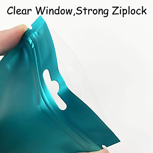 100 Pcs Blue Resealable Smell Proof Ziplock Storage Bags, Foil Pouch for Food Storage (3.9 x 7 inch/ 10 x 18 cm)