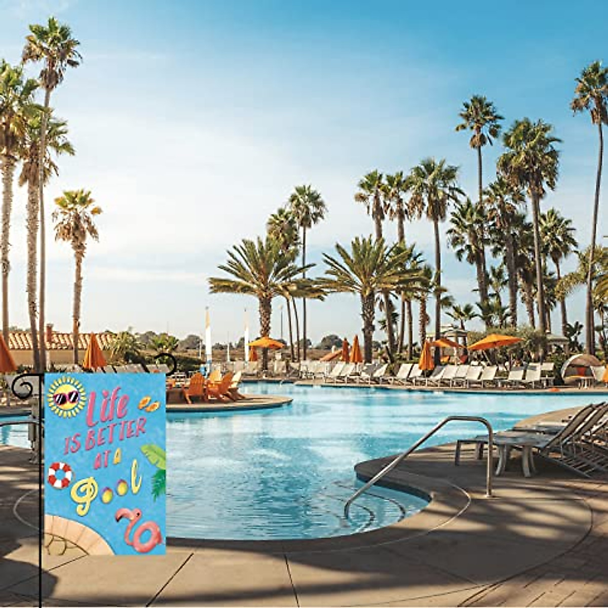 Iutumo Life is Better at a Pool Garden Flag 12x18 Inch Double Sided Small Summer Pool Beach Swimming Decoration for Yard Outside and Party