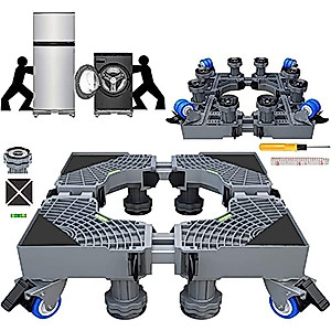 Mini Fridge Stand Universal Stand Base Adjustable Refrigerator Stand with 4 Strong Feet Washing Machine Pedestal Multi-Functional Base for Dryer, Load-Bearing up to 300 kg