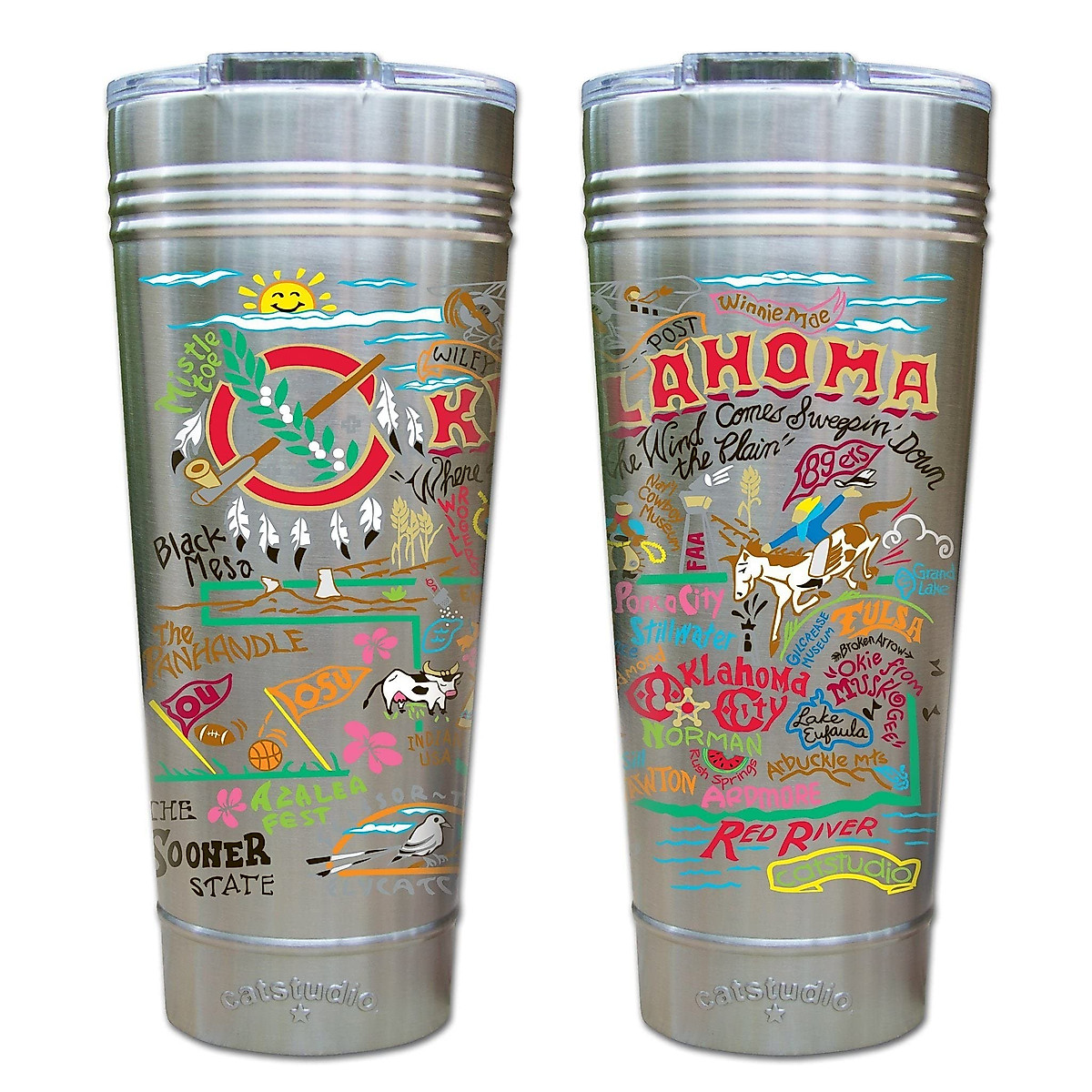 Catstudio Oklahoma Thermal Tumbler | Triple Wall Insulation With Non Slip Bottom | Great Travel Cup for Water, Coffee, Tea, or Smoothies