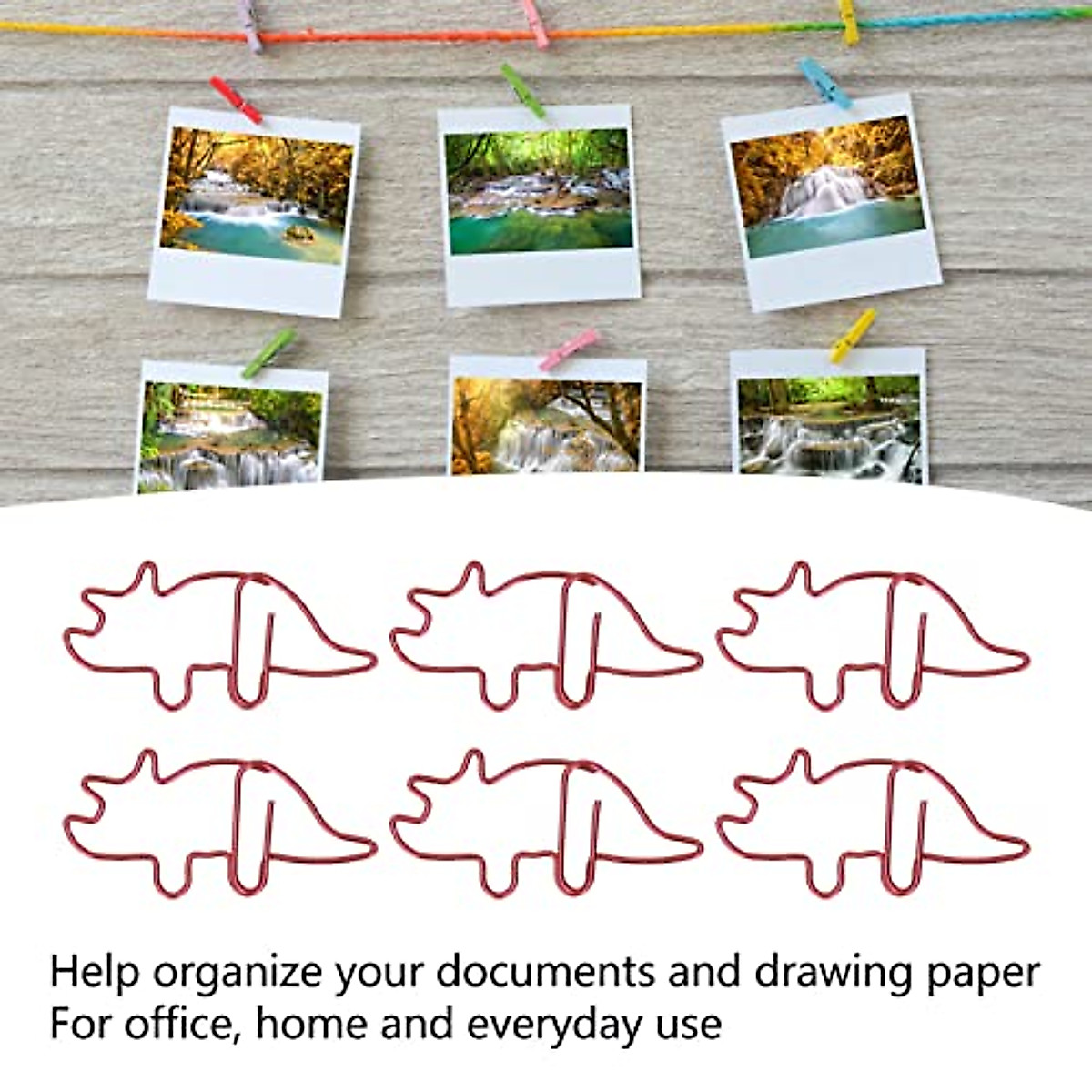 Pssopp 100Pcs Animal Shaped Paperclip, Dinosaur Shaped Coated Paper Clips Bookmark Clips Office Supplies for Document