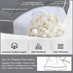 Favoyard Rocking Chair Cushion Set, Indoor & Outdoor Rocker Cushions, Water Resistant Seat Cushion Set for Patio Furniture 3-Year Color Fastness Chair Pads with Ties, Dark Gray