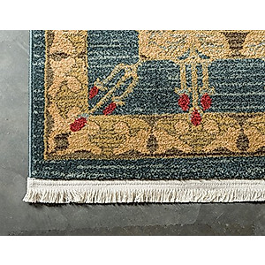 Unique Loom Edinburgh Collection Area Rug - Canmore (5' 1" x 8' Rectangle, Navy Blue/ Tan)