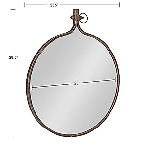 Kate and Laurel Yitro Round Industrial Rustic Metal Framed Wall Mirror, 23.5x28.5, Rustic Metal, Chic Industrial Accent Mirror for Wall