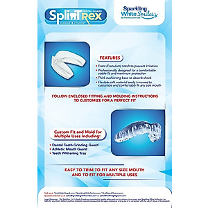 SplinTrex Multi Use Teeth Mouth Guards - 4 Pack - BPA Free - Teeth Grinding Dental Night Guard, Athletic Mouth Guard, Teeth Whitening Tray - Includes 4 Customizable Mouth Guards and Storage Case