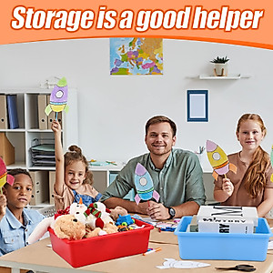 Wettarn 12 Pcs Plastic Cubby Bins 15.35 x 11.42 x 4.72 Inches Stackable Organizer Storage Cubbies Labels for Classroom School Nursery Playroom Home Office Storage Bins Cubby Bins