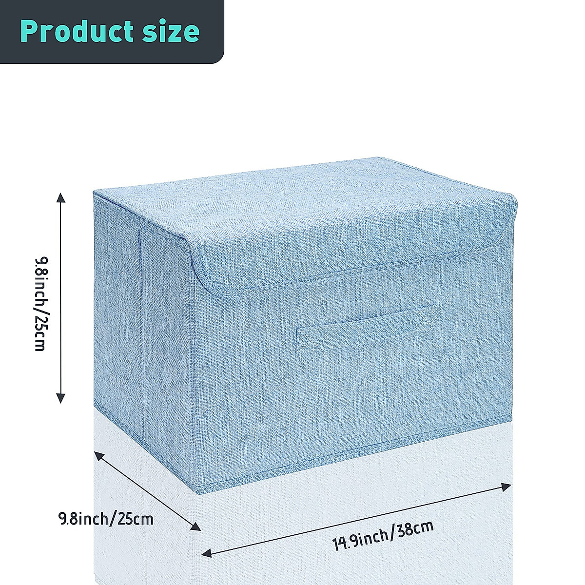 FUDDE foldable fabric storage box[2-Pack] dust-proof storage boxes with flip lid, can store clothes, shelves, books and toys, used in family bedroom closet storage boxes. (L, Blue)
