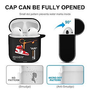 Gedicht for Airpods 2nd Generation Case Air Sports Shoes with Lanyard, Protective TPU Soft Airpod 1st Generation Case Cover Rugged for Apple Airpod 1&2 Case with Keychain for Women Men，Black Red