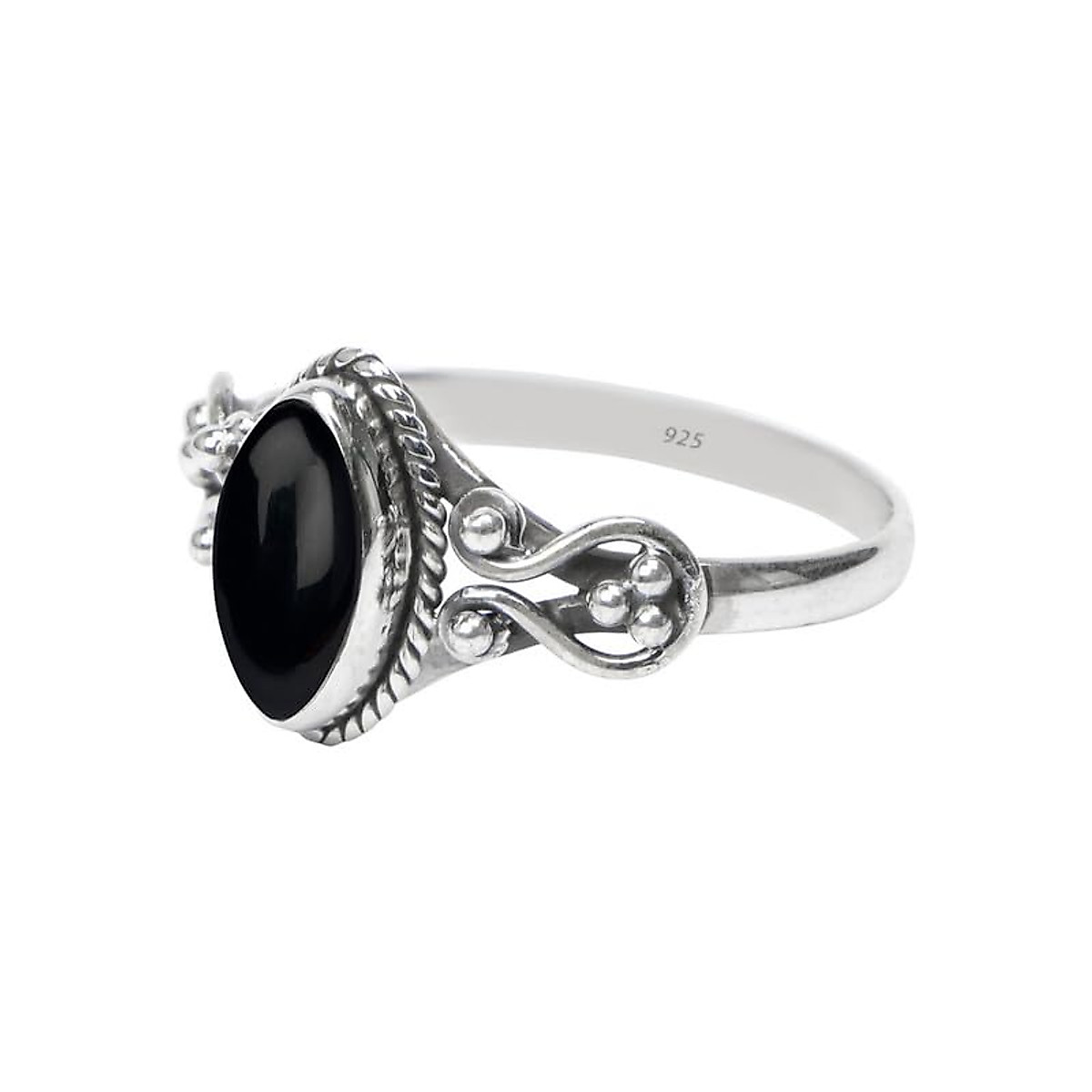 Black Onyx Stone Ring, 925 Sterling Silver Statement Ring For Women, Handmade Ring Gemstone Promise Ring for Birthday Christmas Gift For Her Ring Size US 7