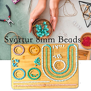 Svartur Bead Board with Beads, 1200 Pcs 8mm Glass Beads & Bead Board with case, Complete Jewelry Making Beading Set