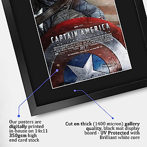 HWC Trading Framed 11" x 14" Print - Captain America Movie Poster Chris Evans Signed Gift Mounted Printed Autograph Film Gifts Photo Picture Display