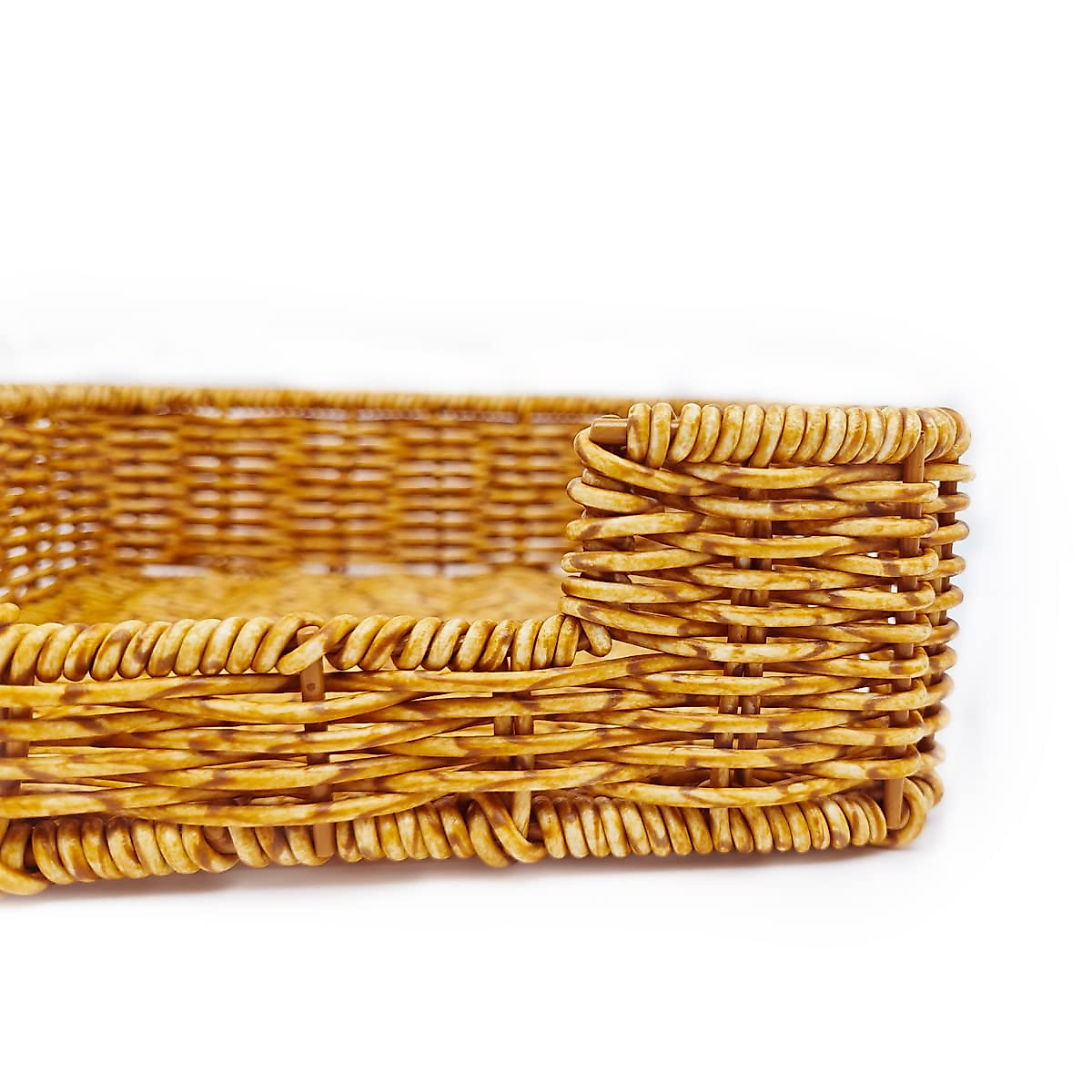 Aevtih Rattan Napkin Holder Woven Guest Towel Holder for Restaurant/Kitchen/Bathroom 7.3" x 7.3" x 2.4" (Dark Yellow)