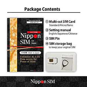 Japan Data Only SIM Card 8 Days | Daily 2GB High-Speed 4G LTE + Unlimited Data at Reduced Speed | No Roaming Needed for Faster, Safer Access | Hotspot tethering Supported | Docomo | Made in Japan