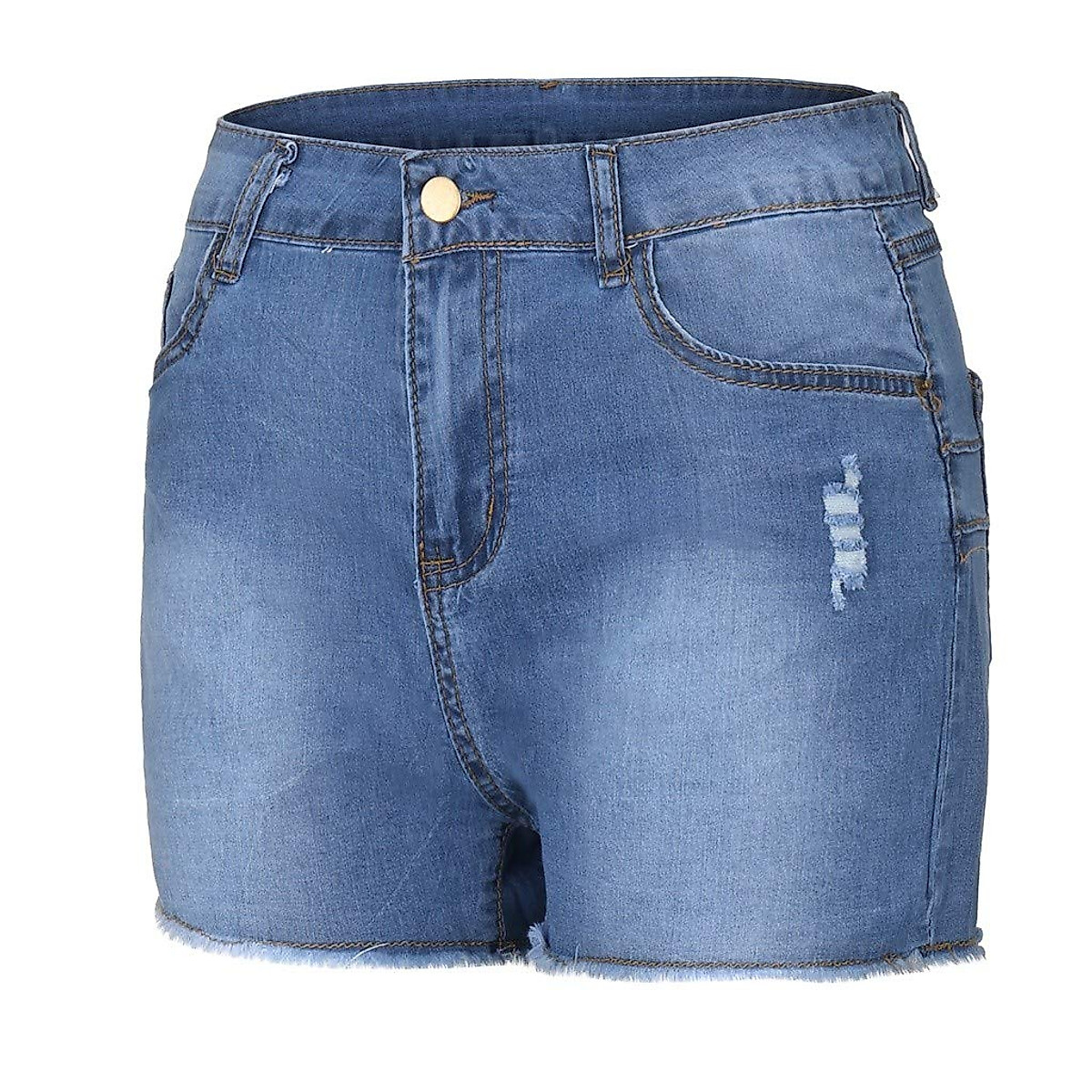 Jean Shorts Womens Plus Size Women's Ripped Raw Hem High Waisted Distressed Denim Shorts