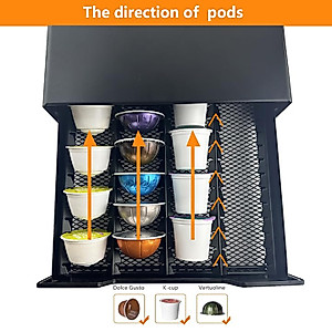 Meelio Coffee Pods Holder, Nespresso pods holder Storage Drawer Compatible with Nespresso Vertuo Capsules Dolce Gusto and K-Cup, Capsule Storage Drawer Organizer （24-40pods）